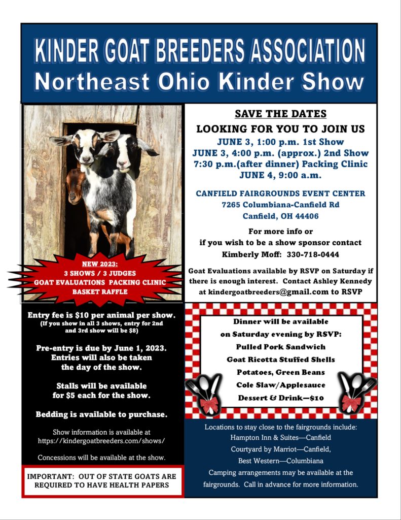 2023 Northeast Ohio Kinder Goat Show - Kinder Goat Breeders Association